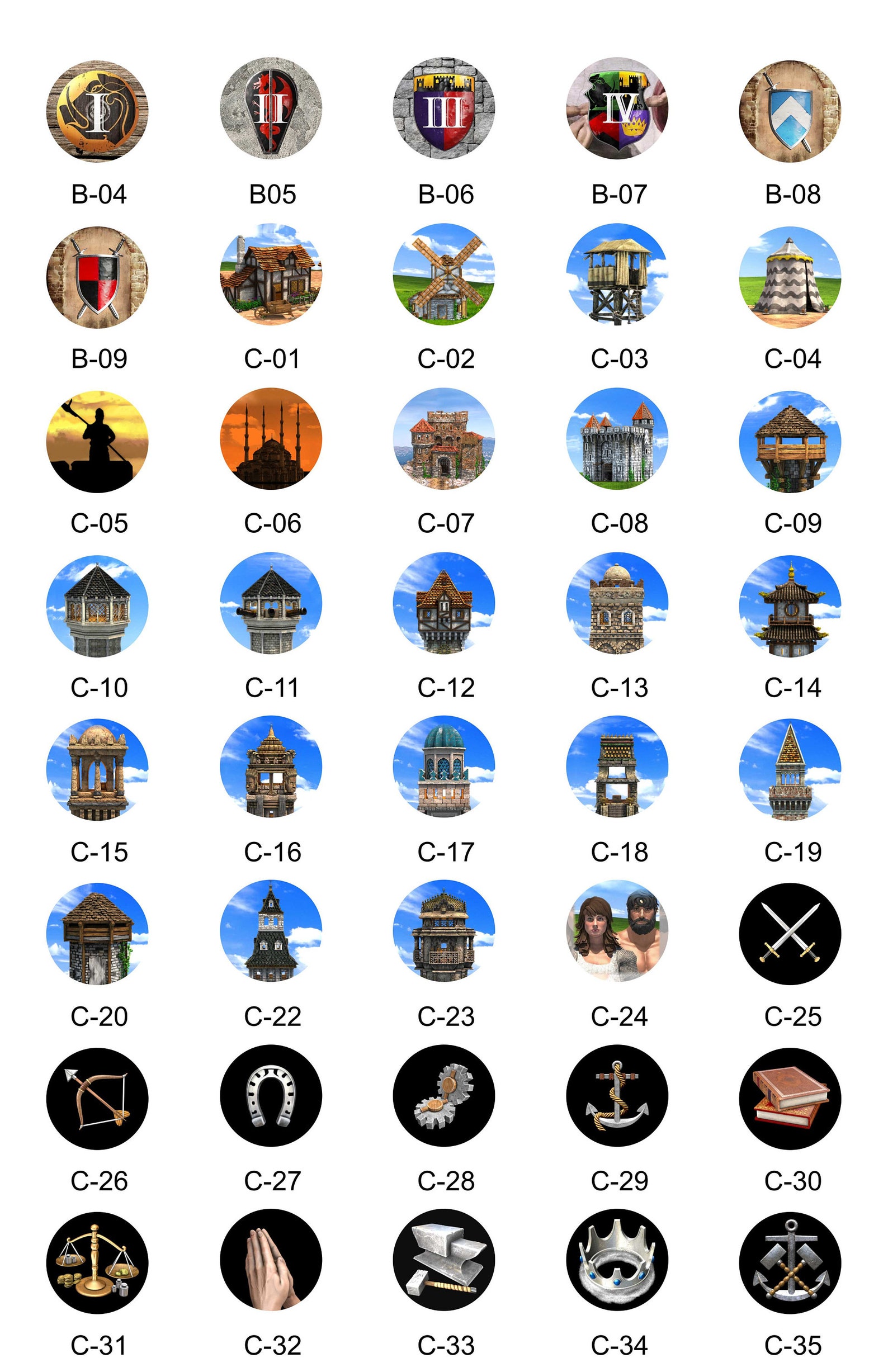 AOE2 Buttons 35mm (1.38") Pin/refrigerator Magnet. Minimum 10 Buttons ...