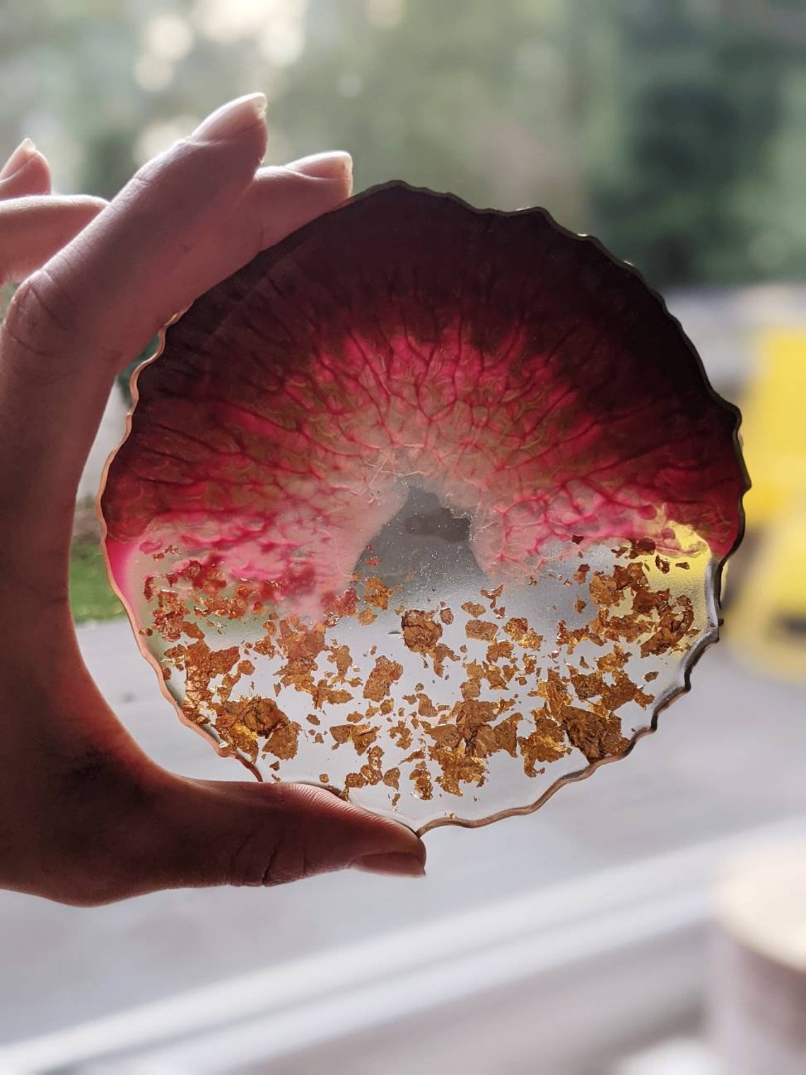 Ruby Red and Gold Coaster Set Handmade Resin Coaster Home - Etsy