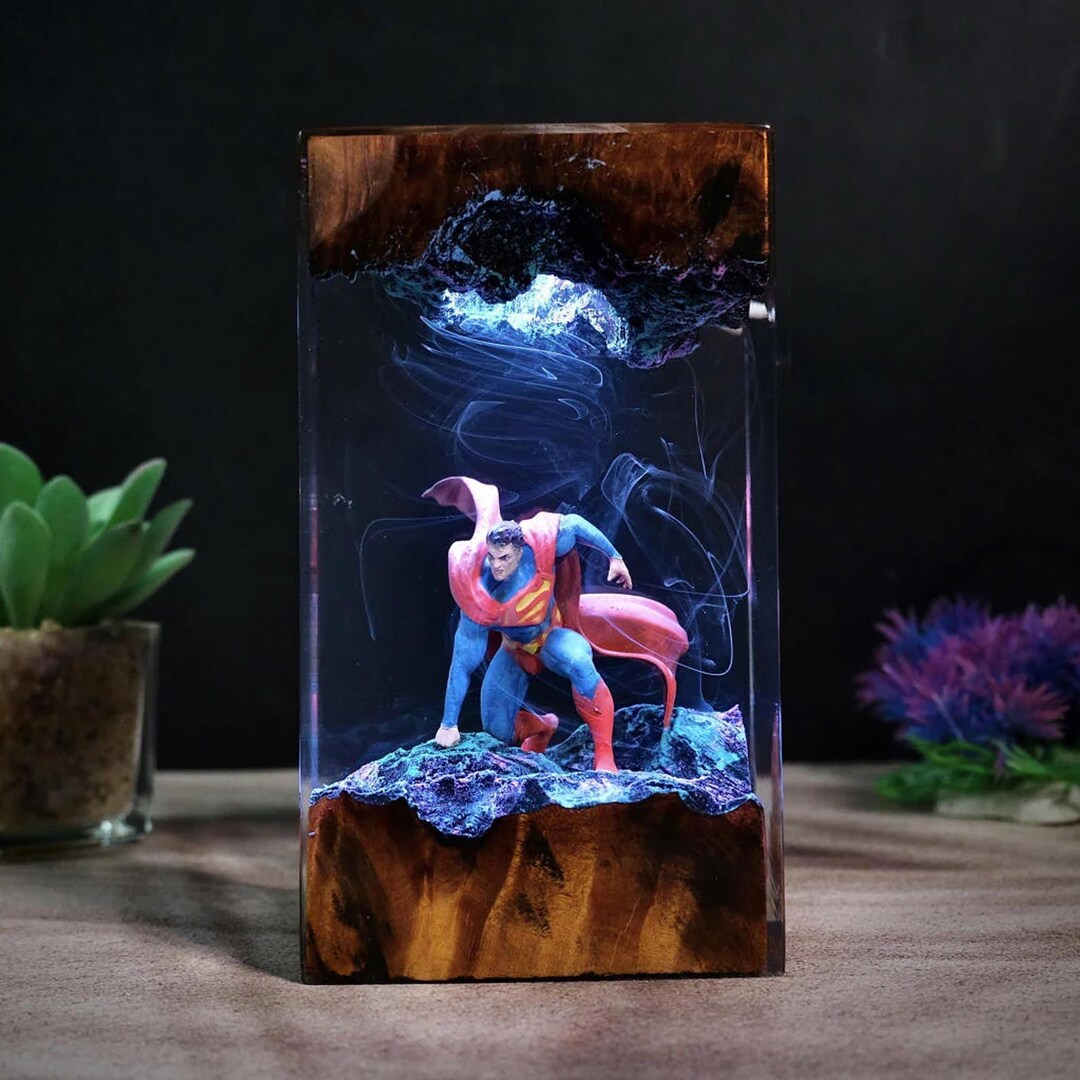 Superman Desk Lamp: Resin Figure With LED Light - Handmade Collector ...