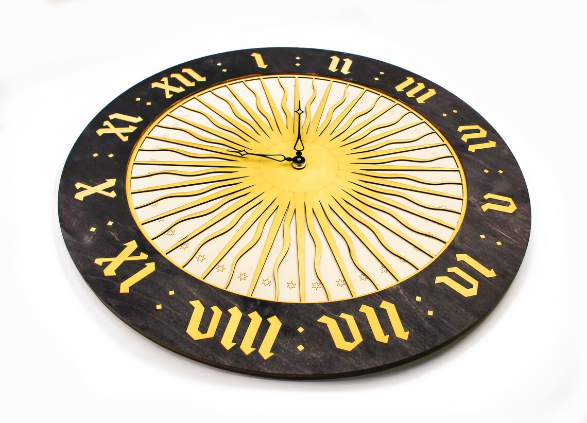 Inner Sun Wooden Wall Clock Wood clock Wood art Design | Etsy