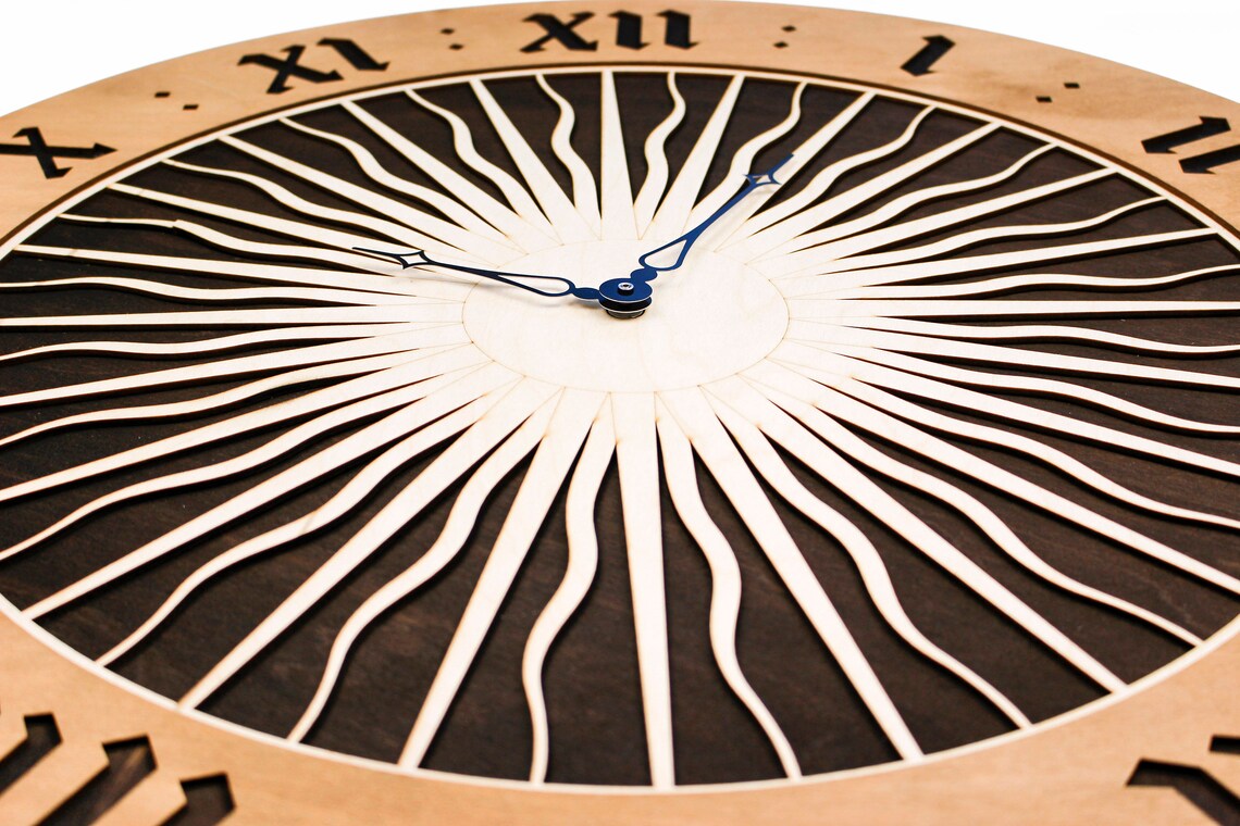 Inner Sun Wooden Wall Clock Wood clock Wood art Design | Etsy