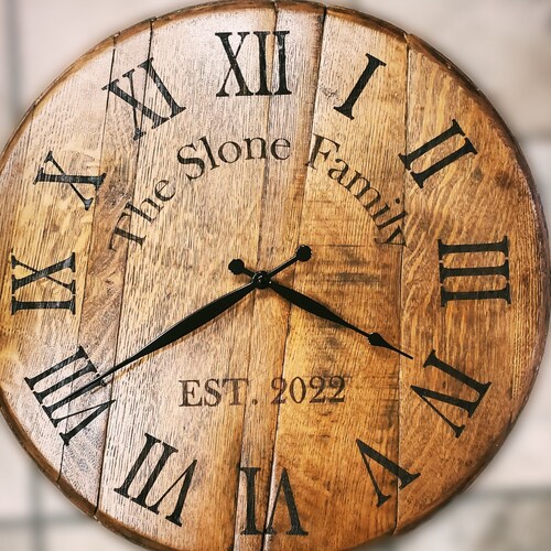 Reclaimed Bourbon/ Whiskey Barrel Head Wall Clocks - Etsy
