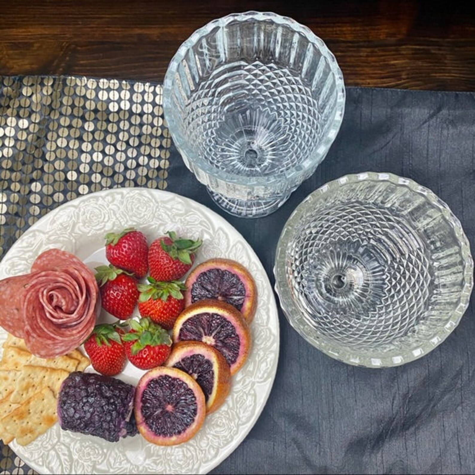 Vintage Pressed Glass Goblet Diamond Point Pattern - Etsy