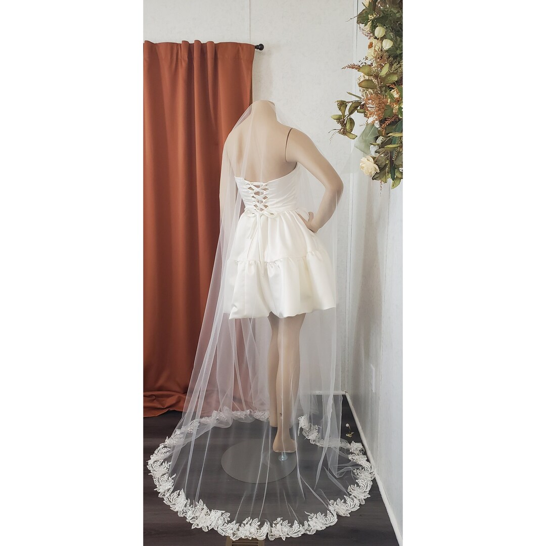 Drop Veil No Pouf Lays Flat on the Top of Your Head Head for Brides ...