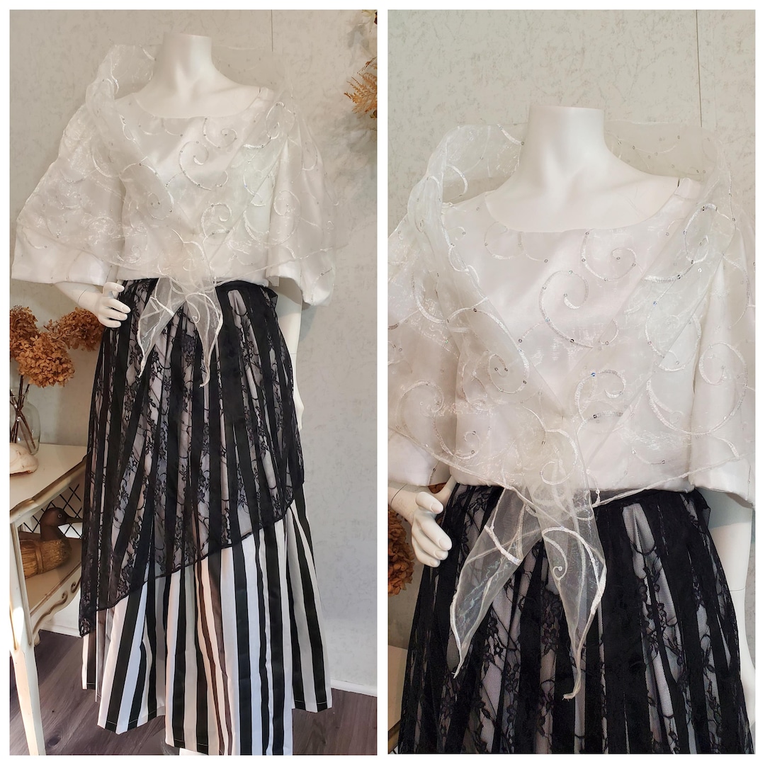 Philippine Dress Maria Clara. Custom Order. Black and White Maria Clara ...