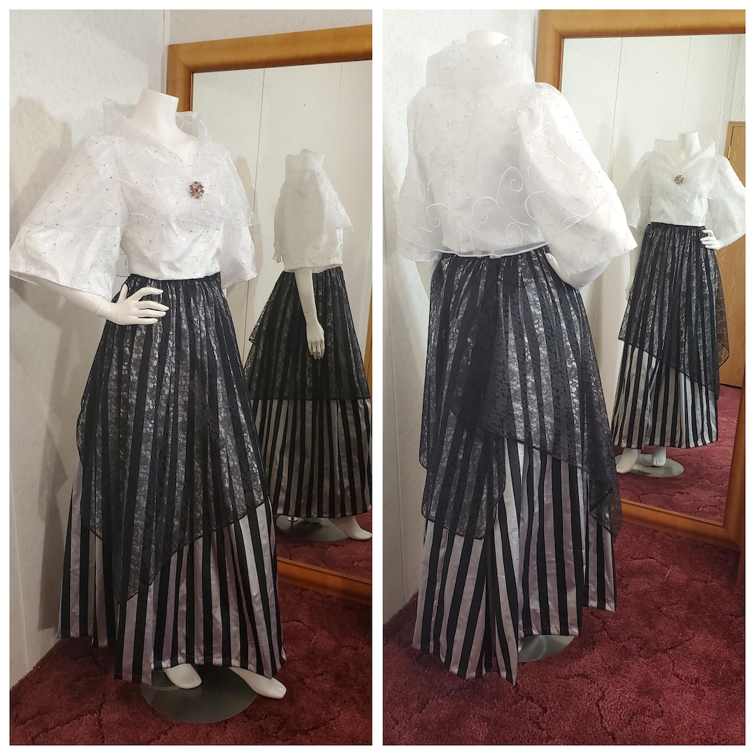Philippine Dress Maria Clara. Custom Order. Black and White Maria Clara ...