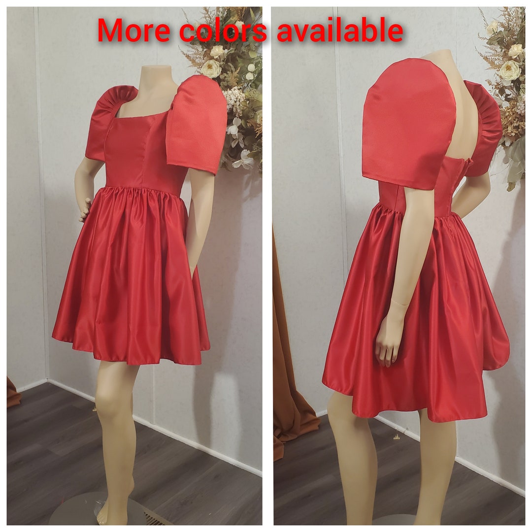Red Dress Design1 Without Bow Scoop Neckline Modern Filipiniana Dress ...