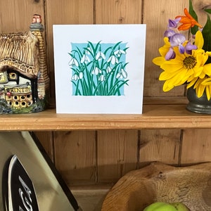 Snowdrops From an Original Linocut Print Blank Greetings Card - Etsy