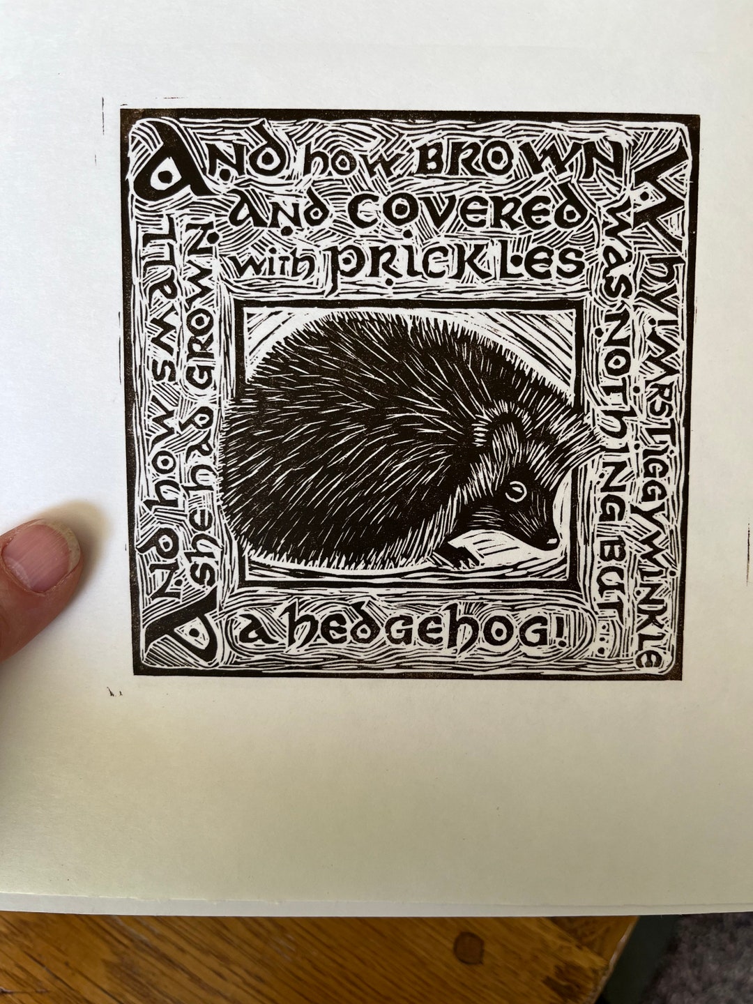 A Hedgehog Original Linocut Print Hand Made Original Wildlife Print ...