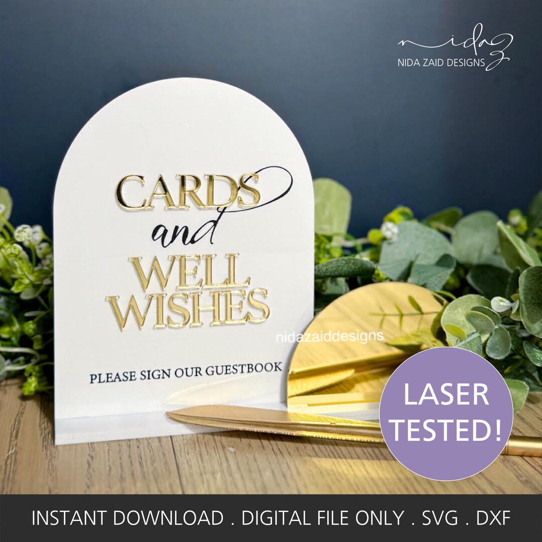 Cards & Well Wishes Sign Digital File | Sign Our Guestbook Acrylic Sign ...