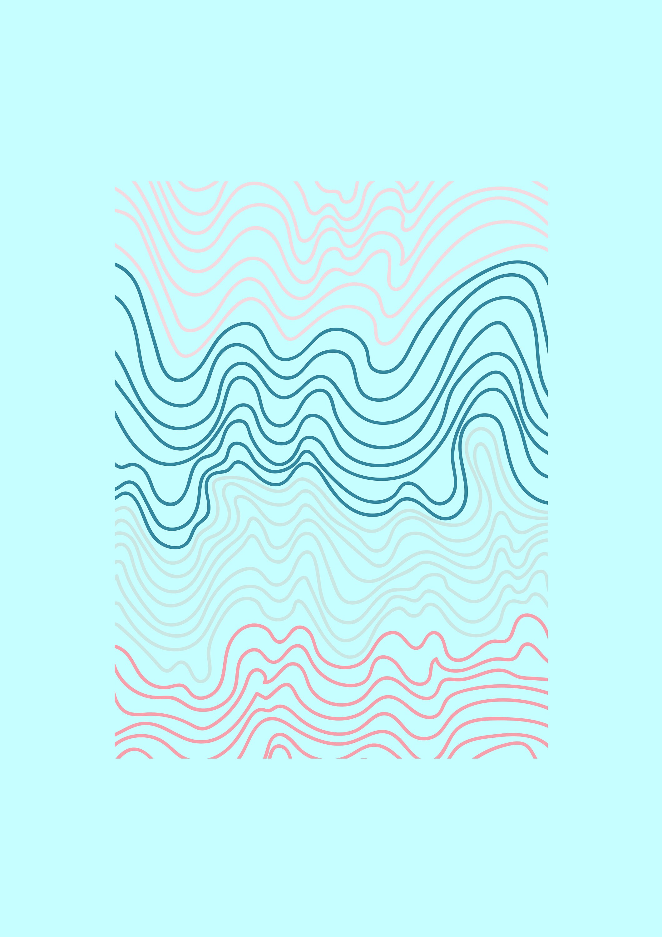 Blue Squiggle Wave Pastel Abstract Digital Print Descargar I Wall Art I ...