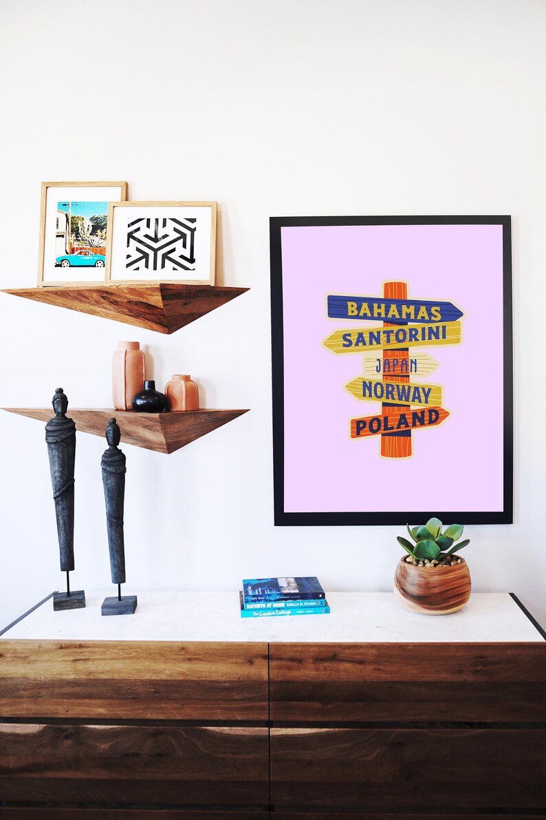 Pink Worldwide Travel Signpost Digital Print Download I Wall - Etsy
