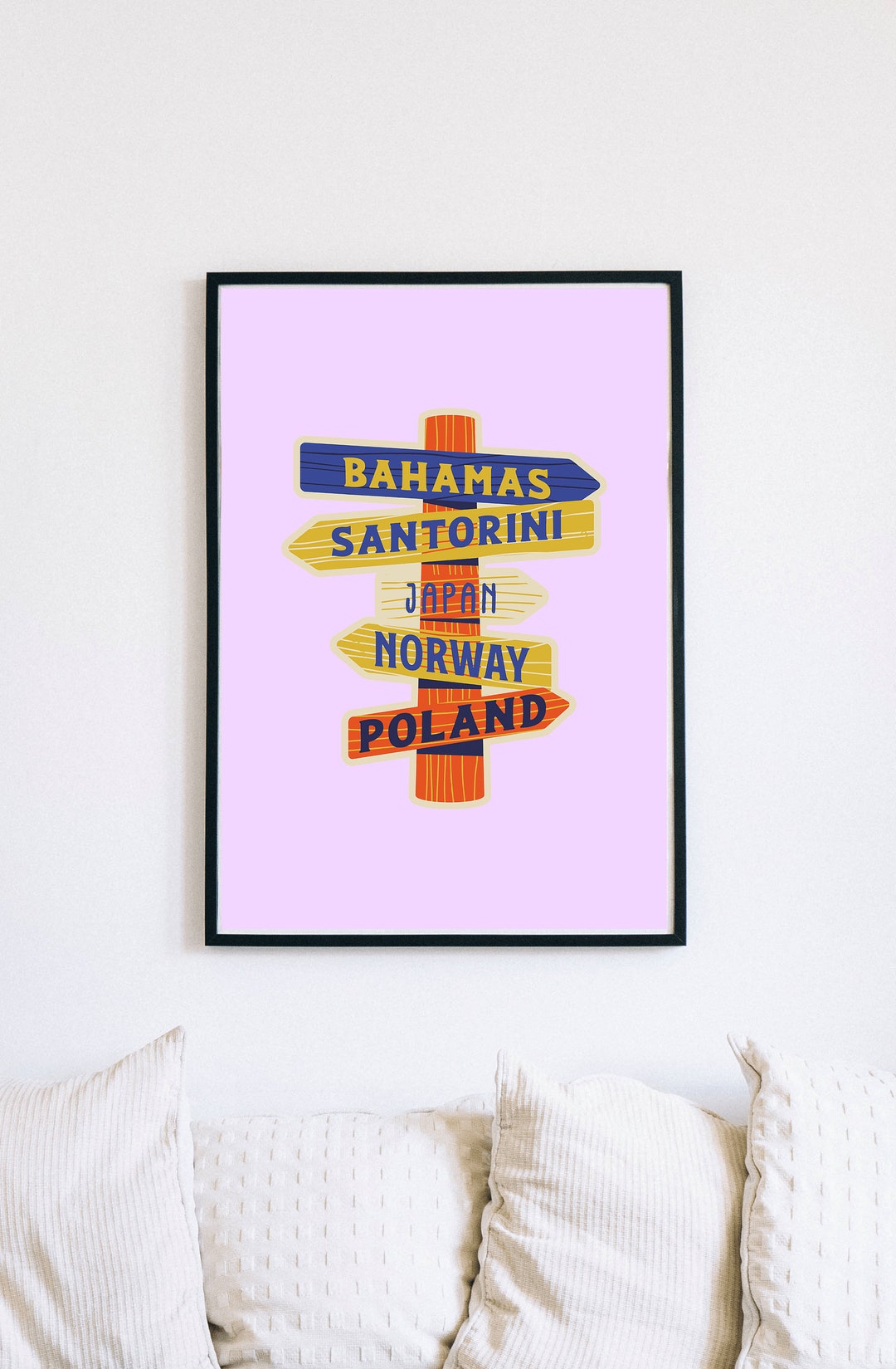 Pink Worldwide Travel Signpost Digital Print Download I Wall Art I A4 ...