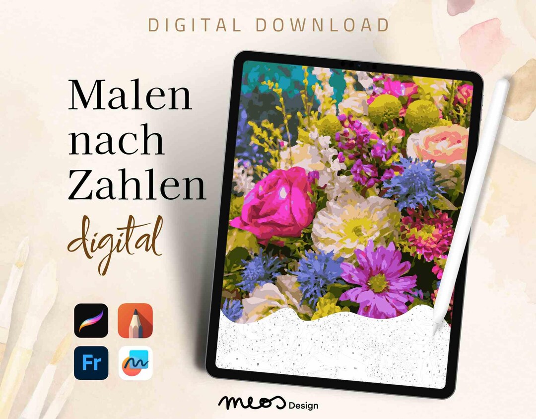 Paint by Numbers Digital Adults, Procreate, Sketchbook, Fresco ...