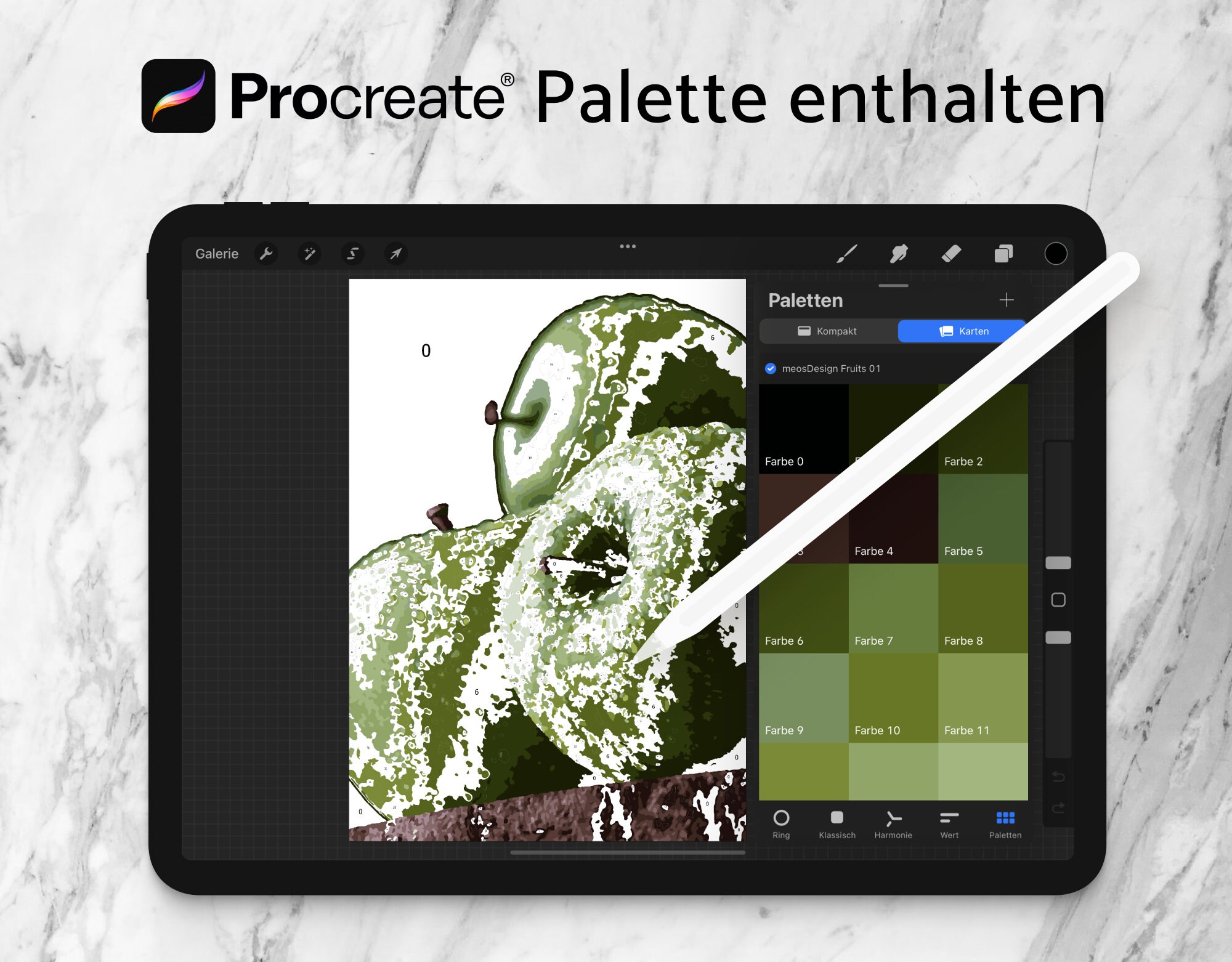 Paint by Numbers Digital Adults Procreate Template Fruit - Etsy