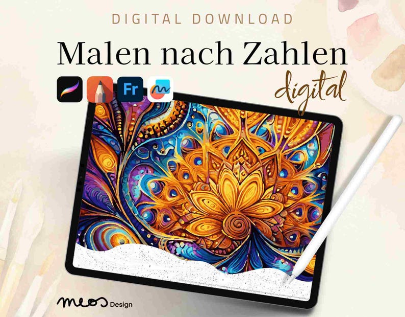 Paint by Numbers Digital Adults, Procreate, Sketchbook, Fresco ...