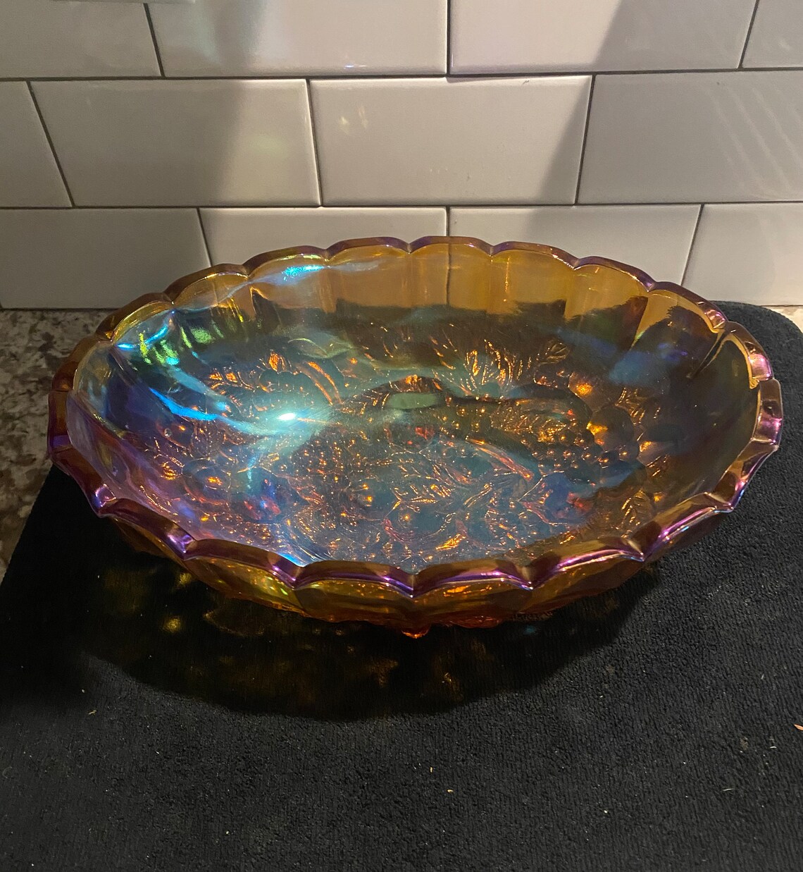 Vintage Carnival Glass Tri Footed Fruit Bowl by Indiana Glass - Etsy
