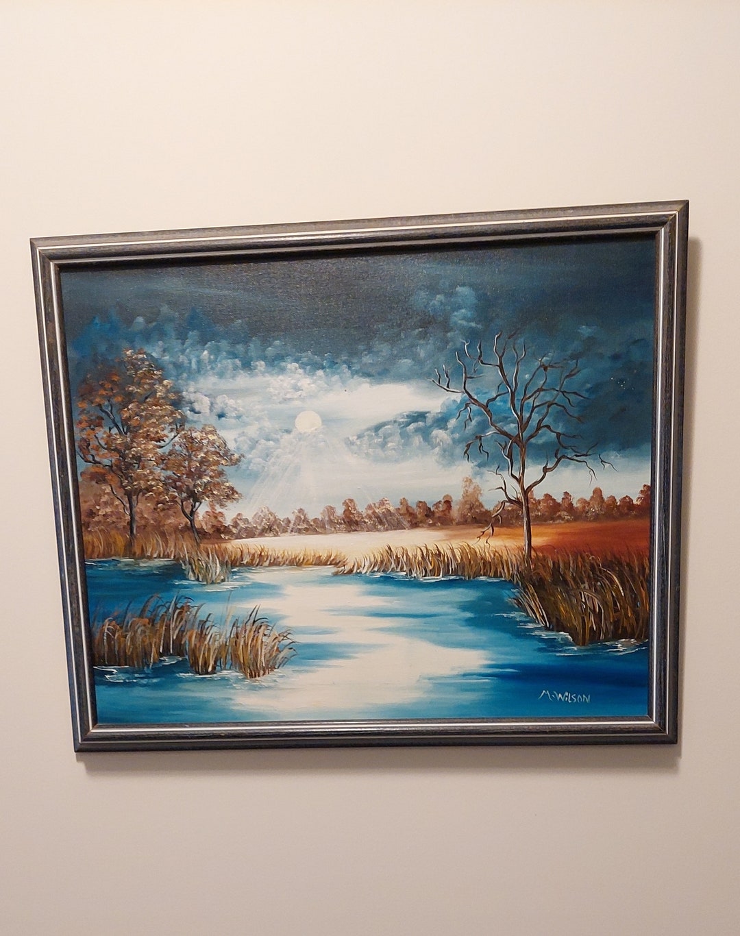 Vintage Landscape Original Oil Painting Signed M Wilson - Etsy