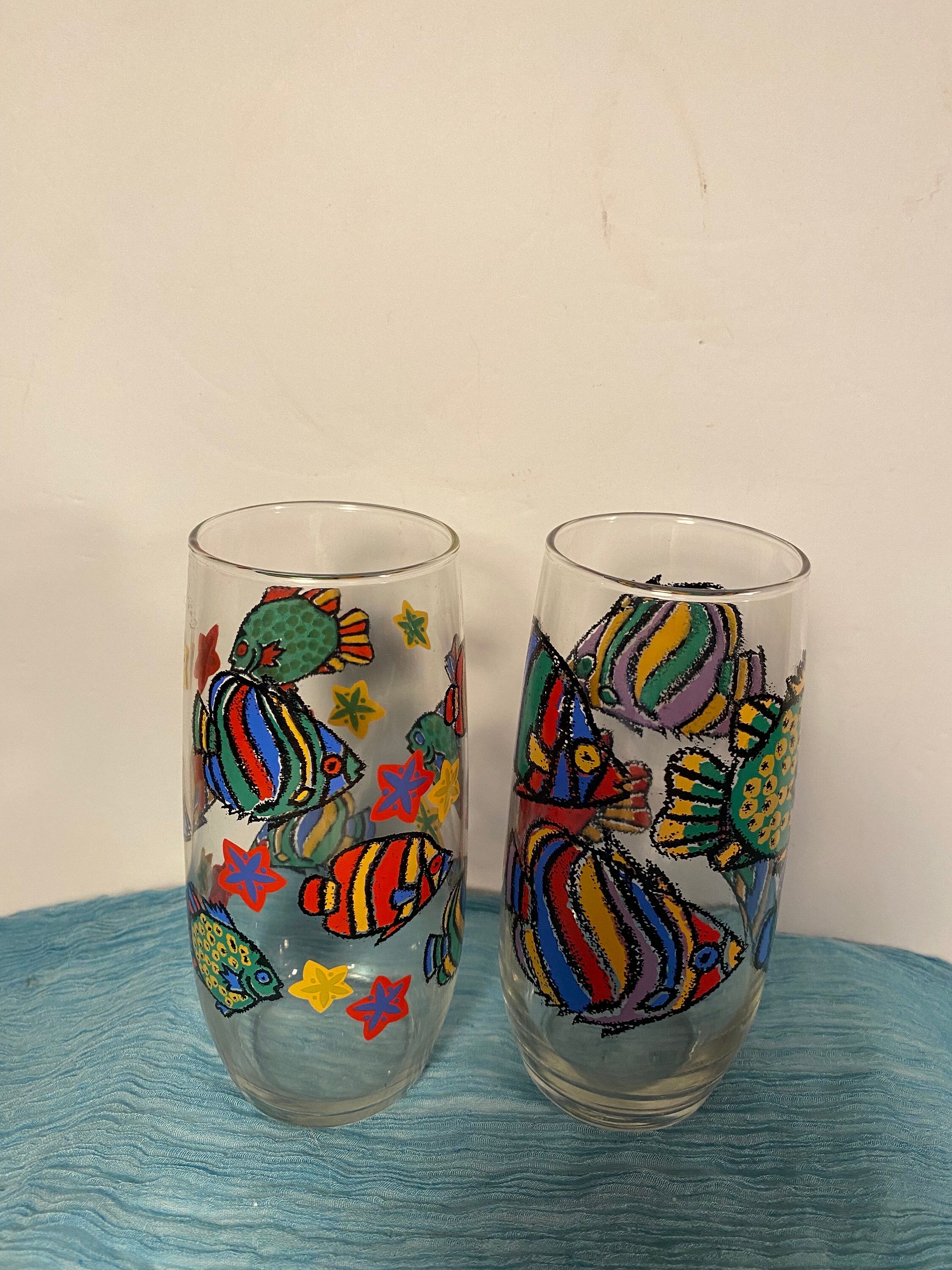 Pair Vintage Libbey Multicolor Tropical Fish Glasses - Etsy