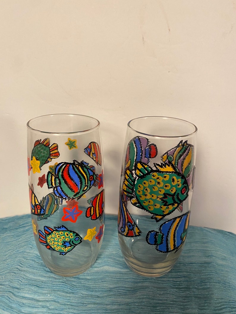 Pair Vintage Libbey Multicolor Tropical Fish Glasses - Etsy
