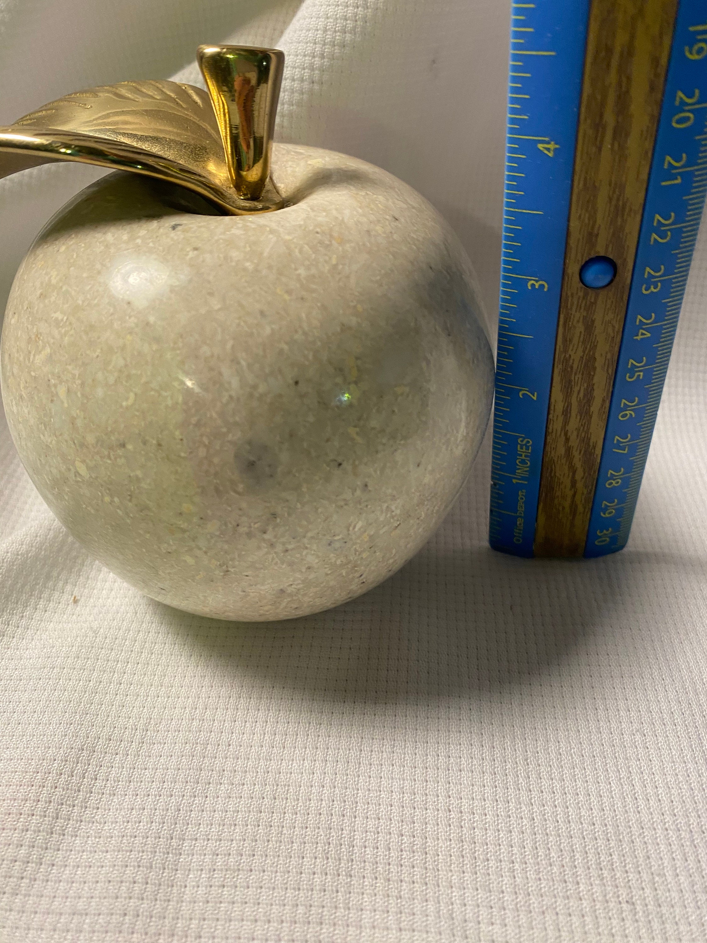 Marble Apple Paperweight With Gold Leaf and St - Etsy