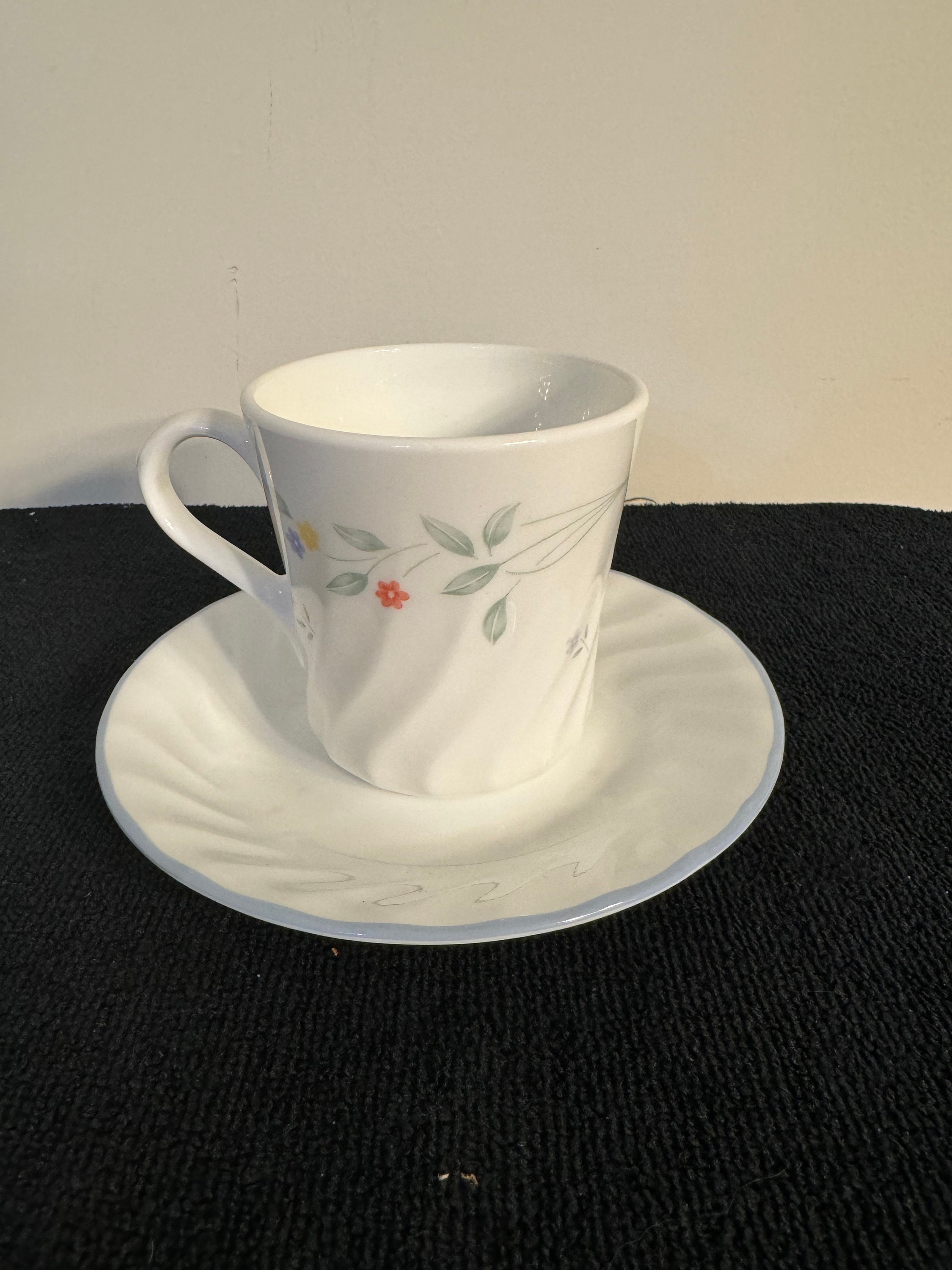 Corning English Meadow Vintage Flat Cup With Coordinated Corelle Saucer ...