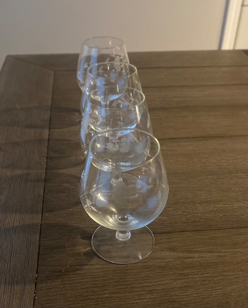 Princess House Heritage Pattern Handblown Etched Crystal Brandy Cognac ...