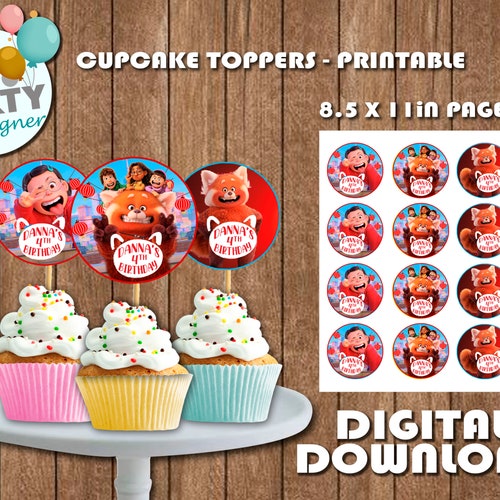 Turning Red Cupcake Toppers Birthday Party Cupcake Toppers - Etsy