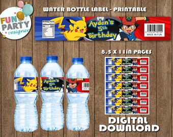 Pikachu Water Labels - Etsy
