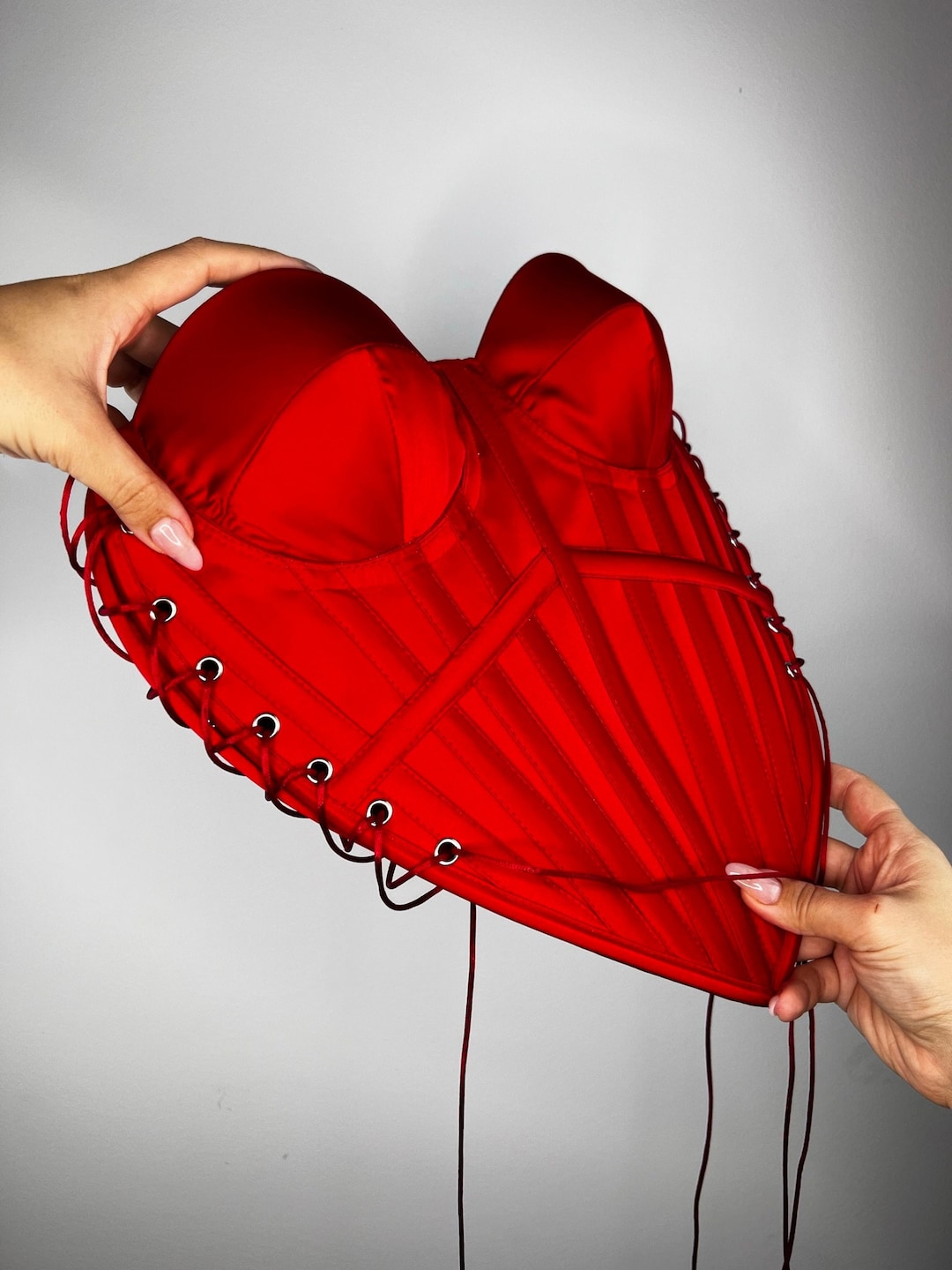 Heart Corset With Cups - Heart Front & Back - Satin Corset Made to ...