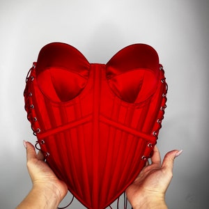 Heart Corset With Cups Heart Front & Back Satin Corset Made to Order ...