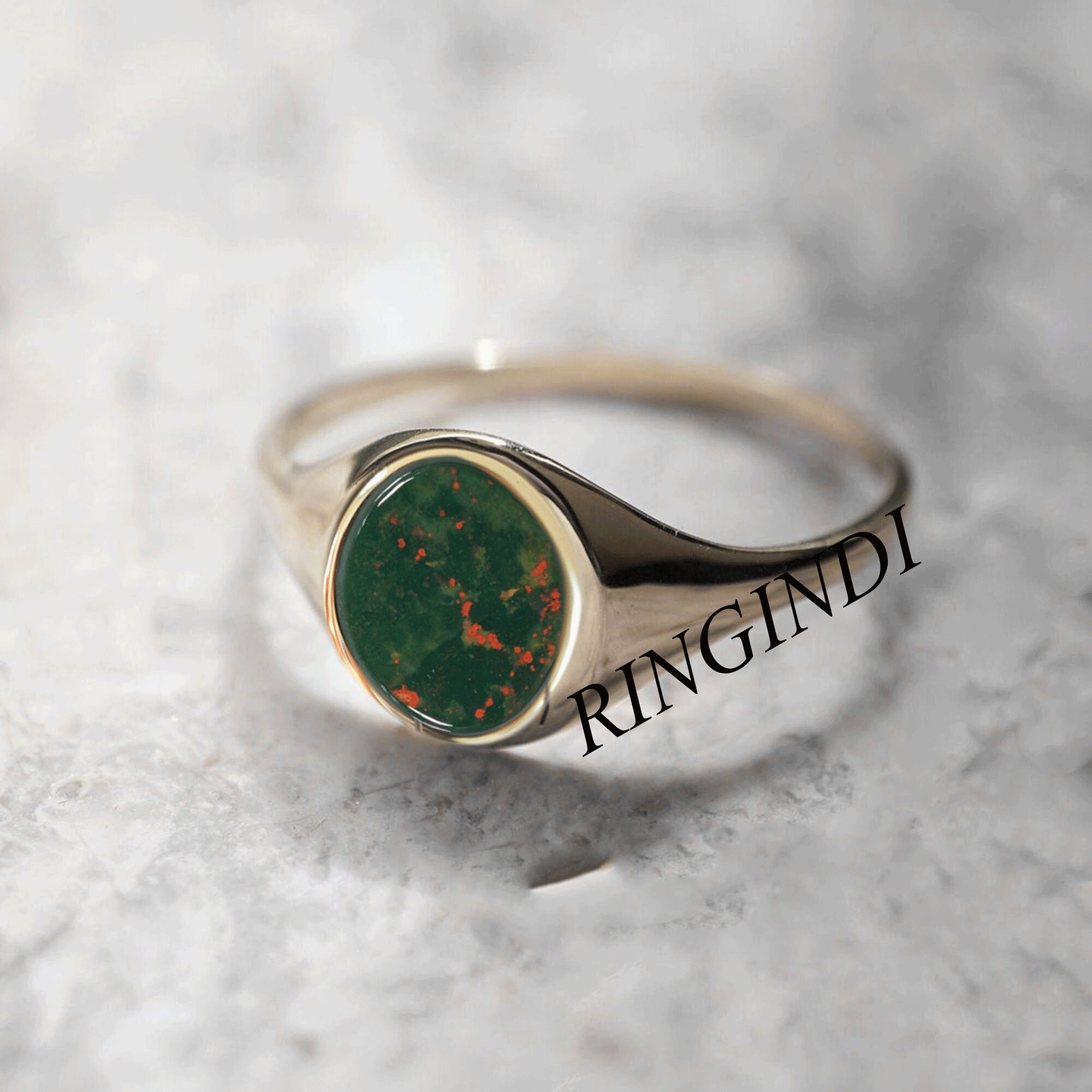 AA Quality Stone Natural Bloodstone Mens Signet Ring, 925 Sterling ...