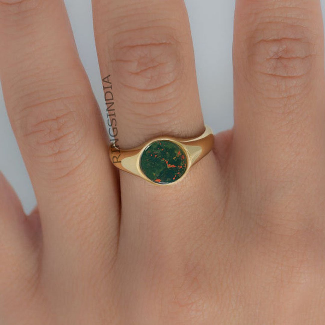 10mm natürlicher Blutstein Herren Siegelring, 925 Sterling Silber ...