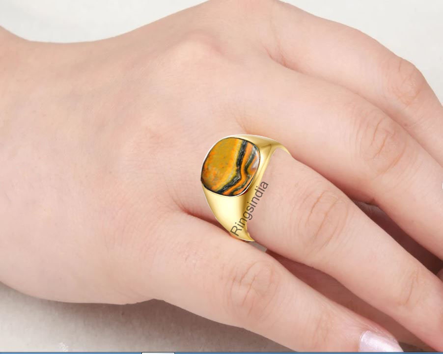 Bumble Bee Jasper Ring, 925 Solid Sterling Silver Ring, Heavy Mens Ring ...