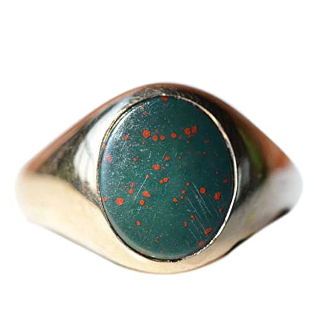 Blood Stone Men's Signet Ring, 925 Sterling Silver, Men's Ring ...