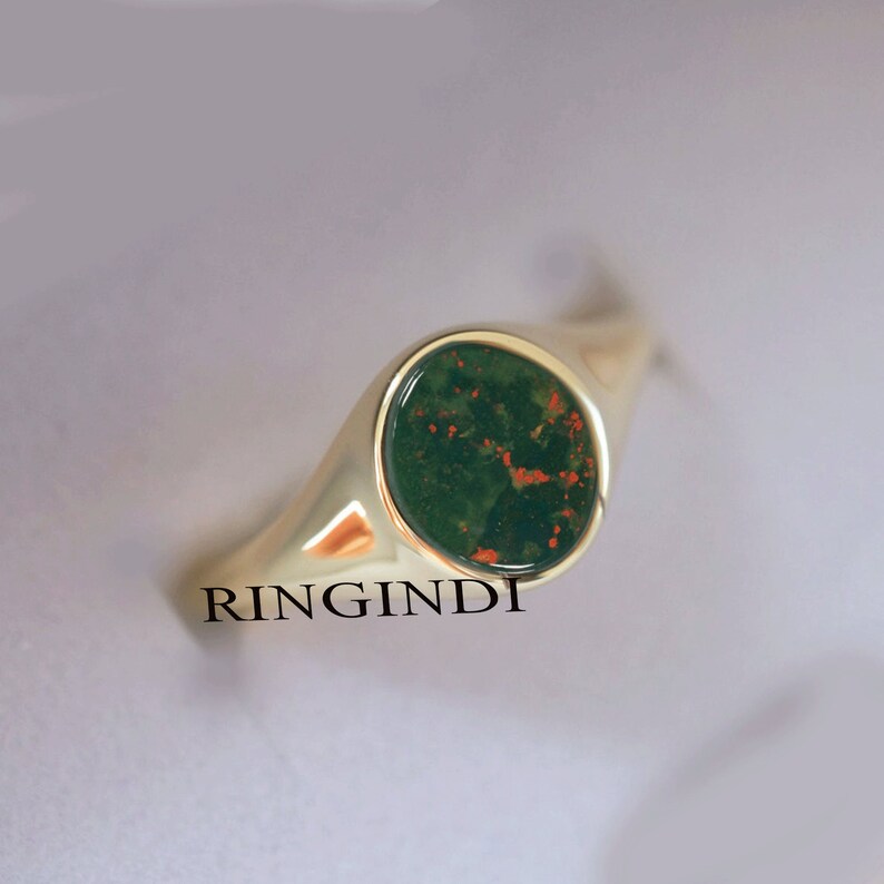 AA Quality Stone Natural Bloodstone Mens Signet Ring, 925 Sterling ...