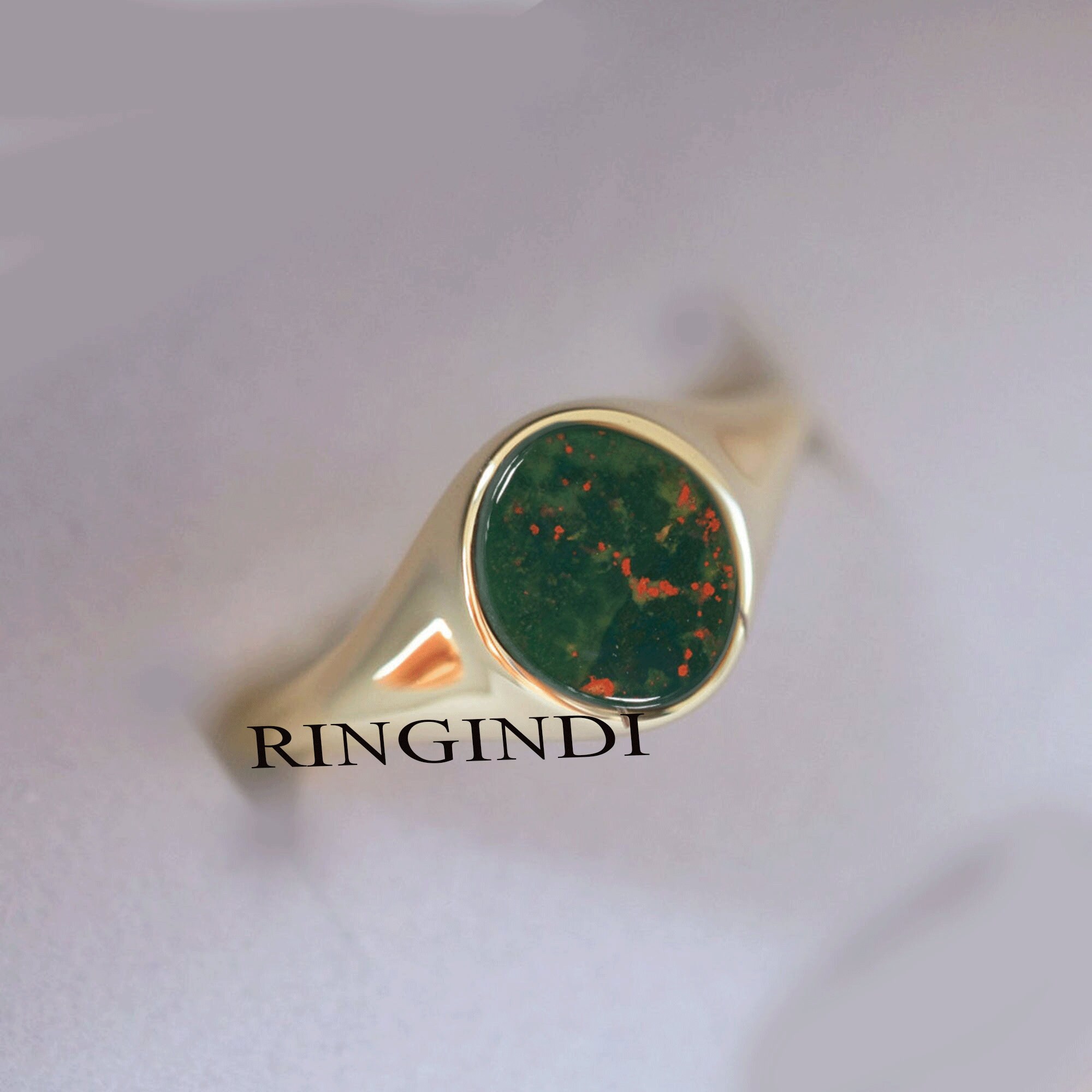 AA Quality Stone Natural Bloodstone Mens Signet Ring, 925 Sterling ...