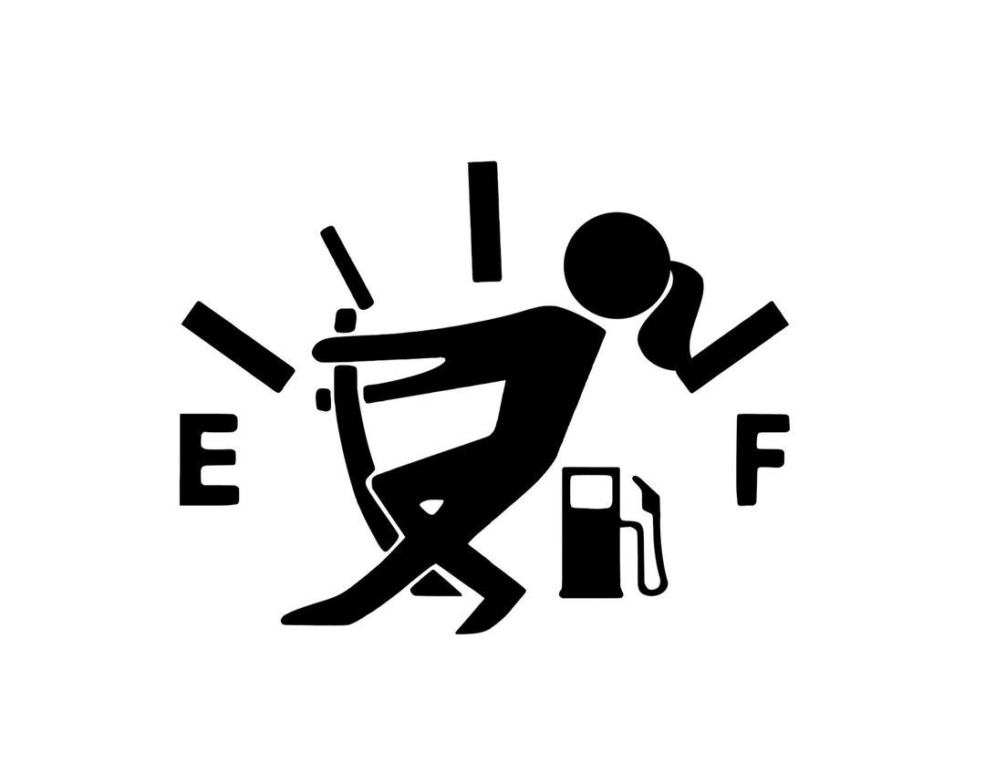 Empty Gas Tank Girl Humorous Car Sticker, Fuel Car Decal, Empty Tank ...