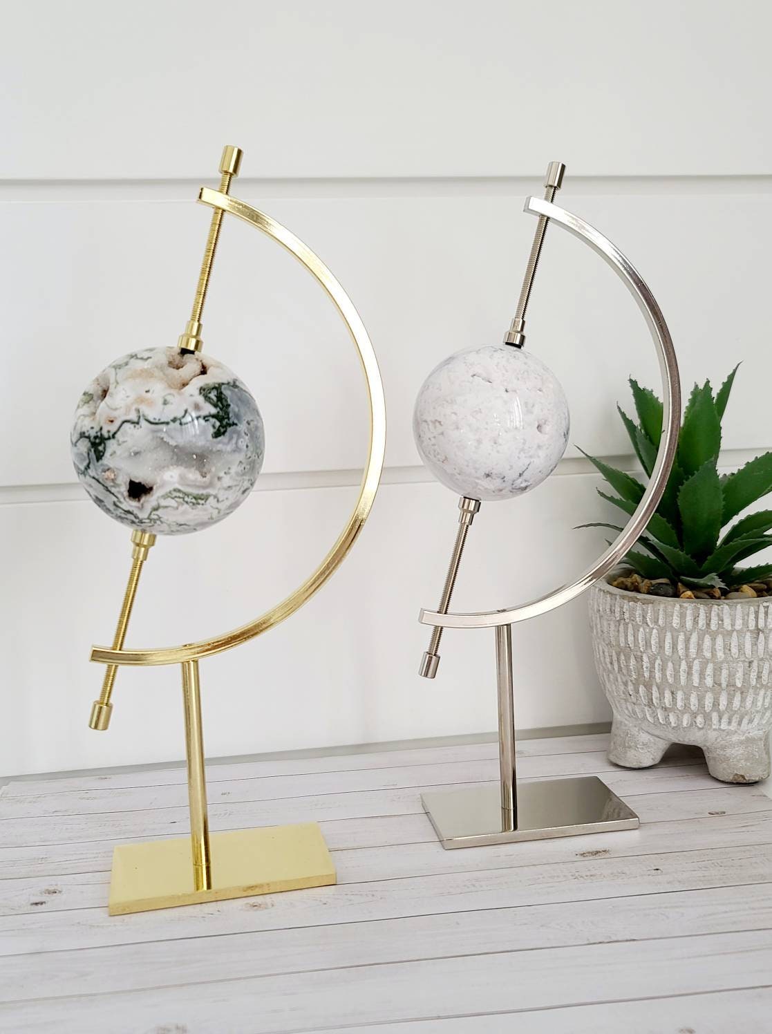 Gold Metal Sphere Crystal Ball Stand Silver Metal Crystal | Etsy