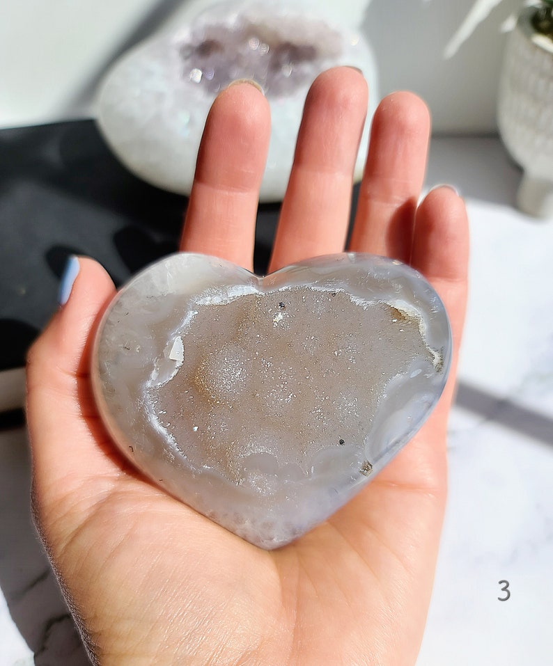 Agate Geode Heart Natural Formation Sparkling Druzy Crystal - Etsy