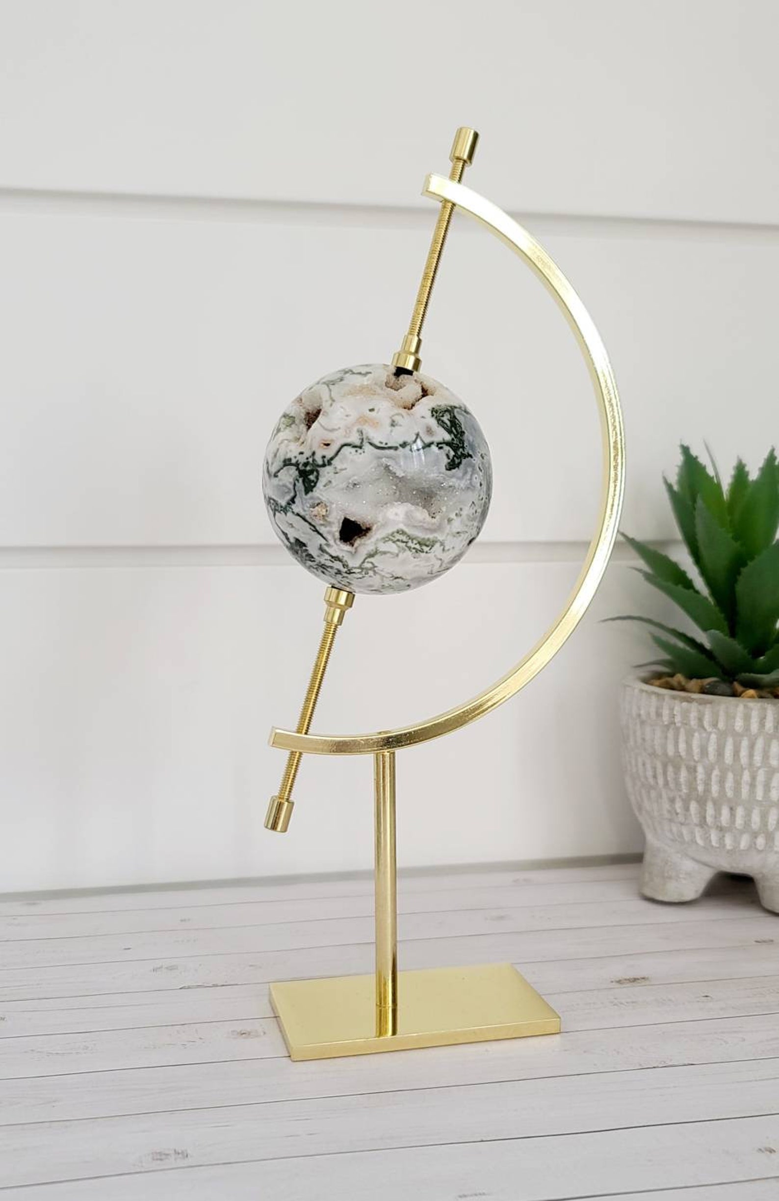 Gold Metal Sphere Crystal Ball Stand Silver Metal Crystal | Etsy