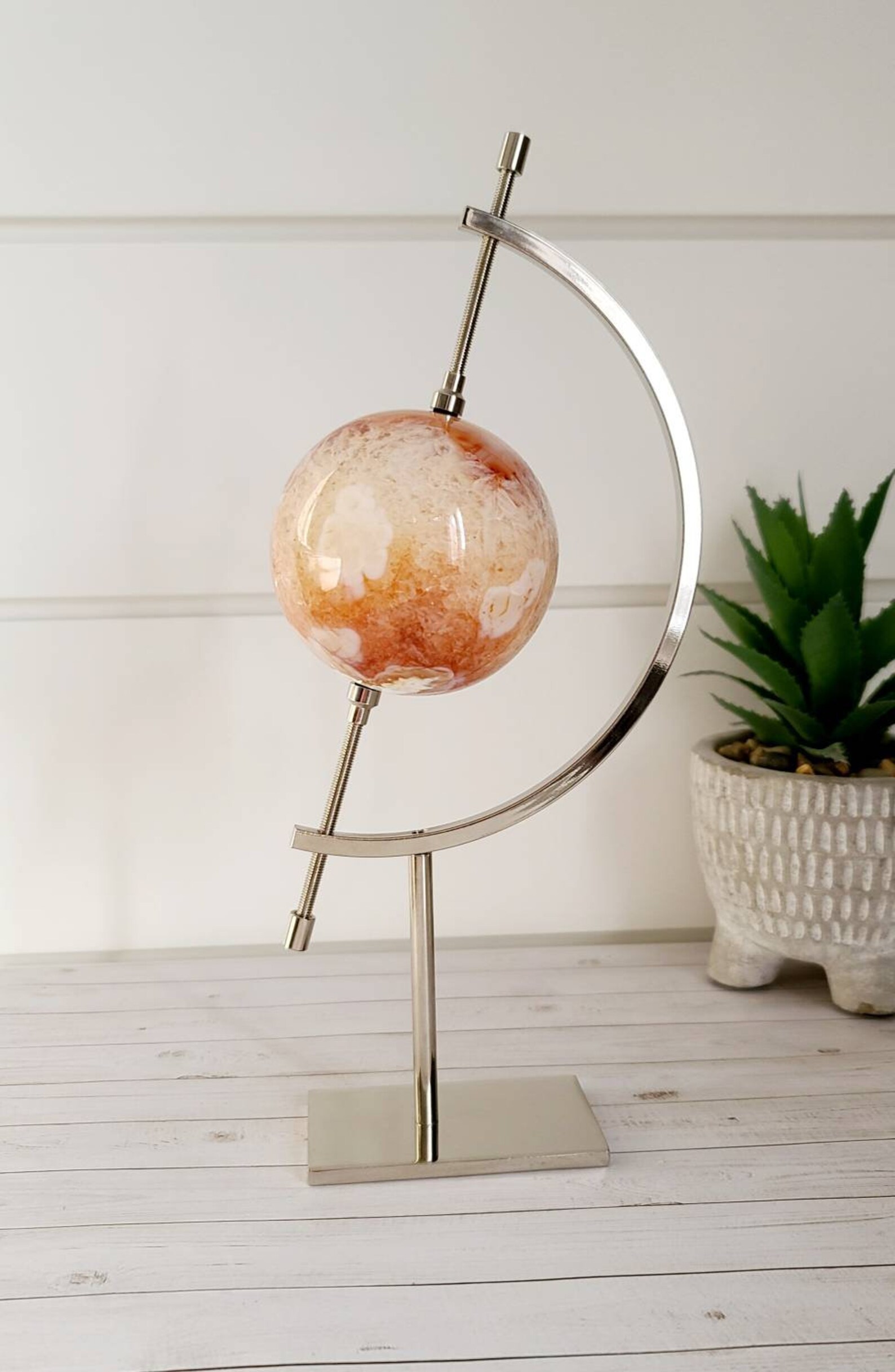 Gold Metal Sphere Crystal Ball Stand Silver Metal Crystal | Etsy