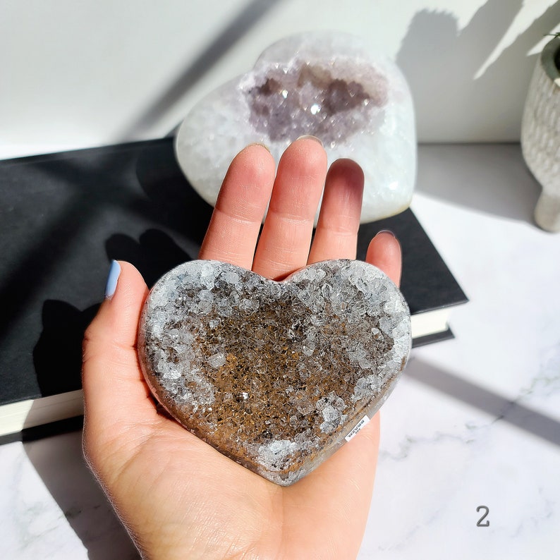 Agate Geode Heart Natural Formation Sparkling Druzy Crystal - Etsy