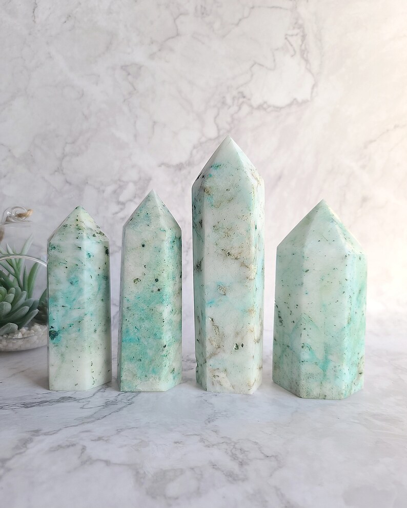 Large Pheonix Pine Tower, Natural Blue Green Crystal Generator - Etsy