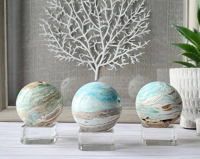 Hemimorphite Sphere, Blue Tropical Vibrant Crystal Ball - Etsy