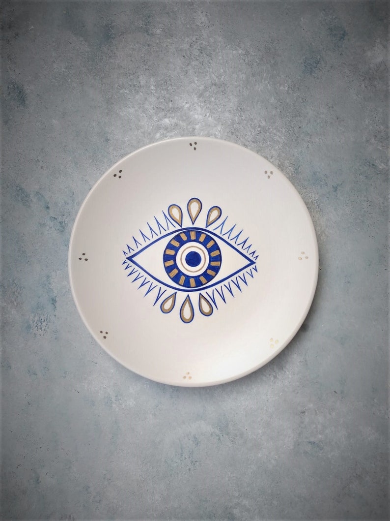 Evil Eye Hand Painted Decorative Wall Plates, Set of 5 Pieces With ...