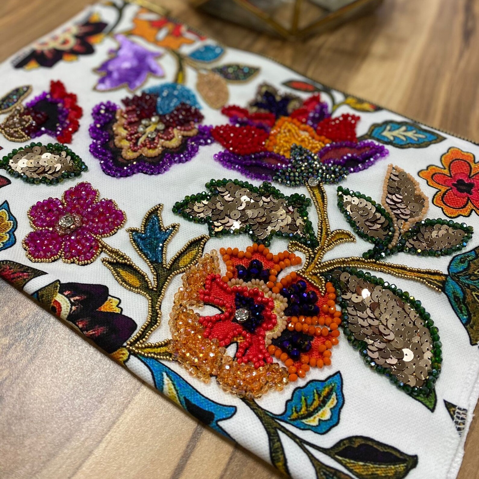 Flower Beaded Clutch, Bead Embroidered Bag, Party Bag, Host Gift ...