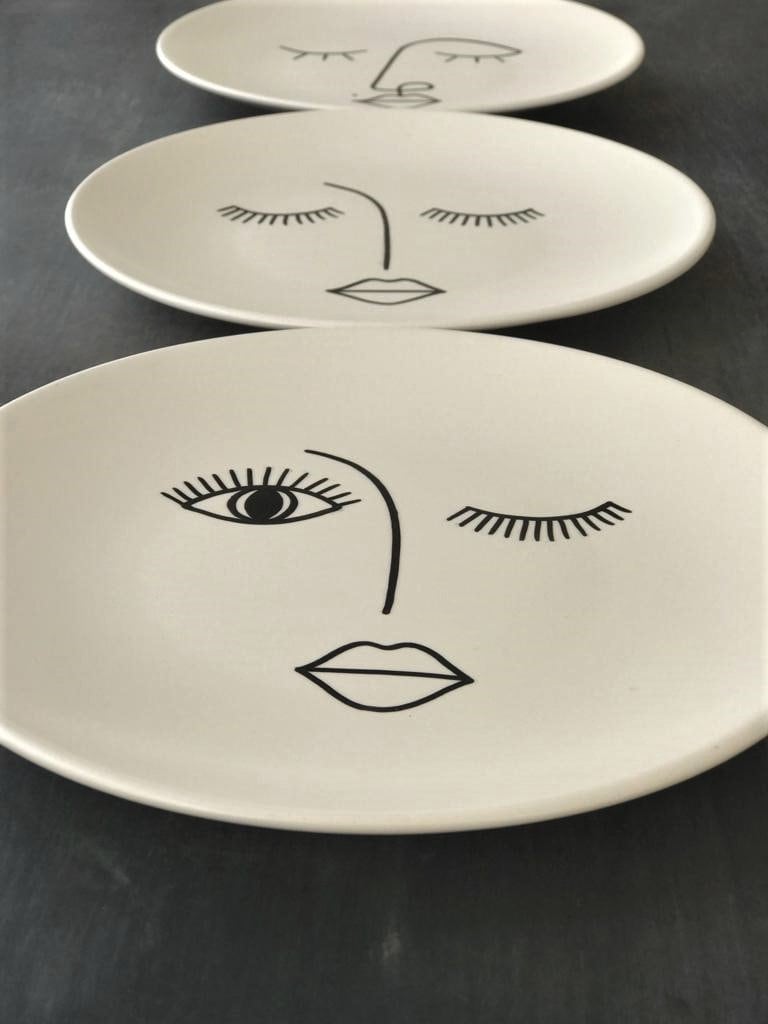 Wall Plates Minimalist Decor Host Gift Hand Painting Set - Etsy