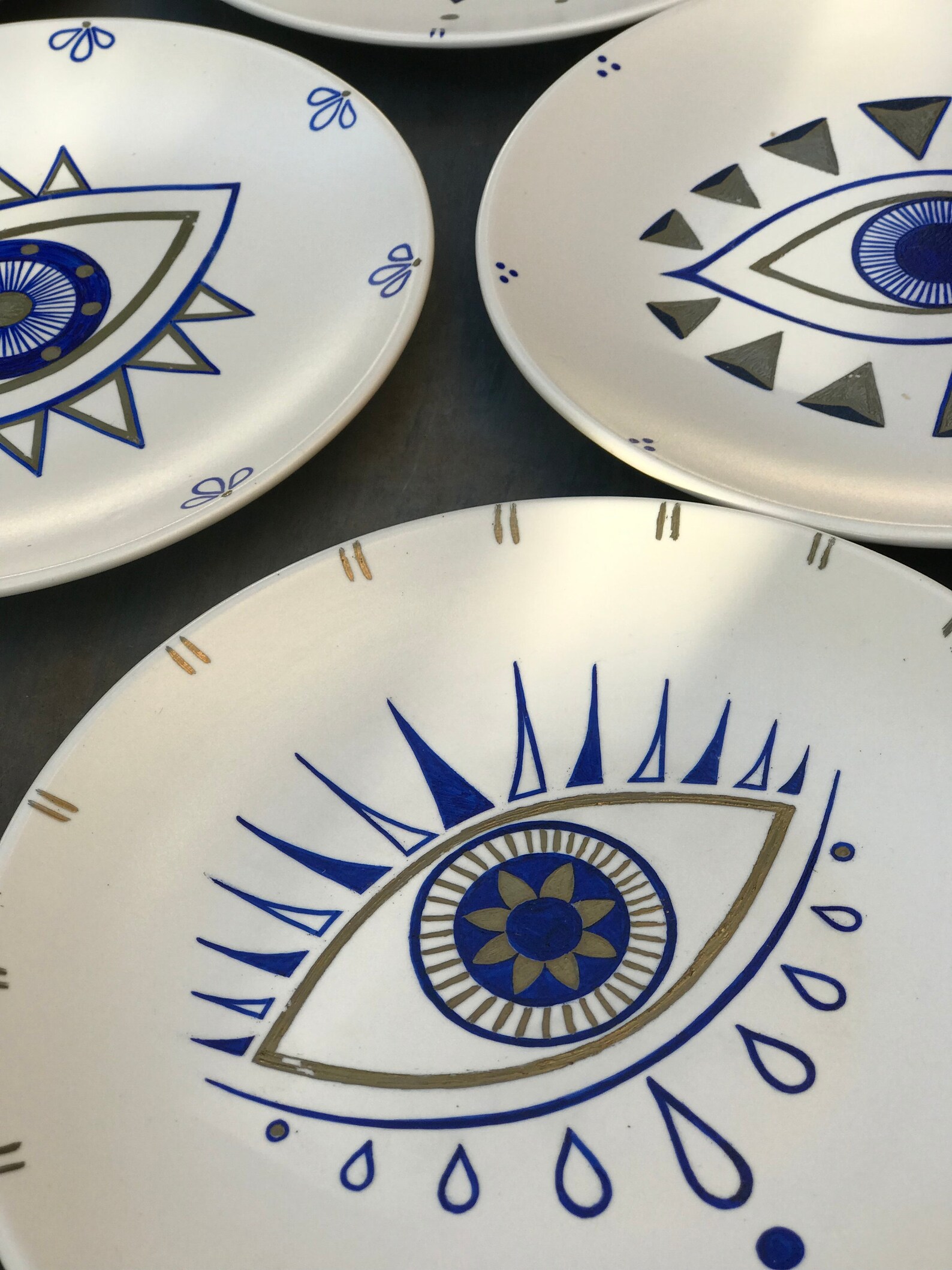 Evil Eye Hand Painted Decorative Wall Plates, Set of 5 Pieces With ...