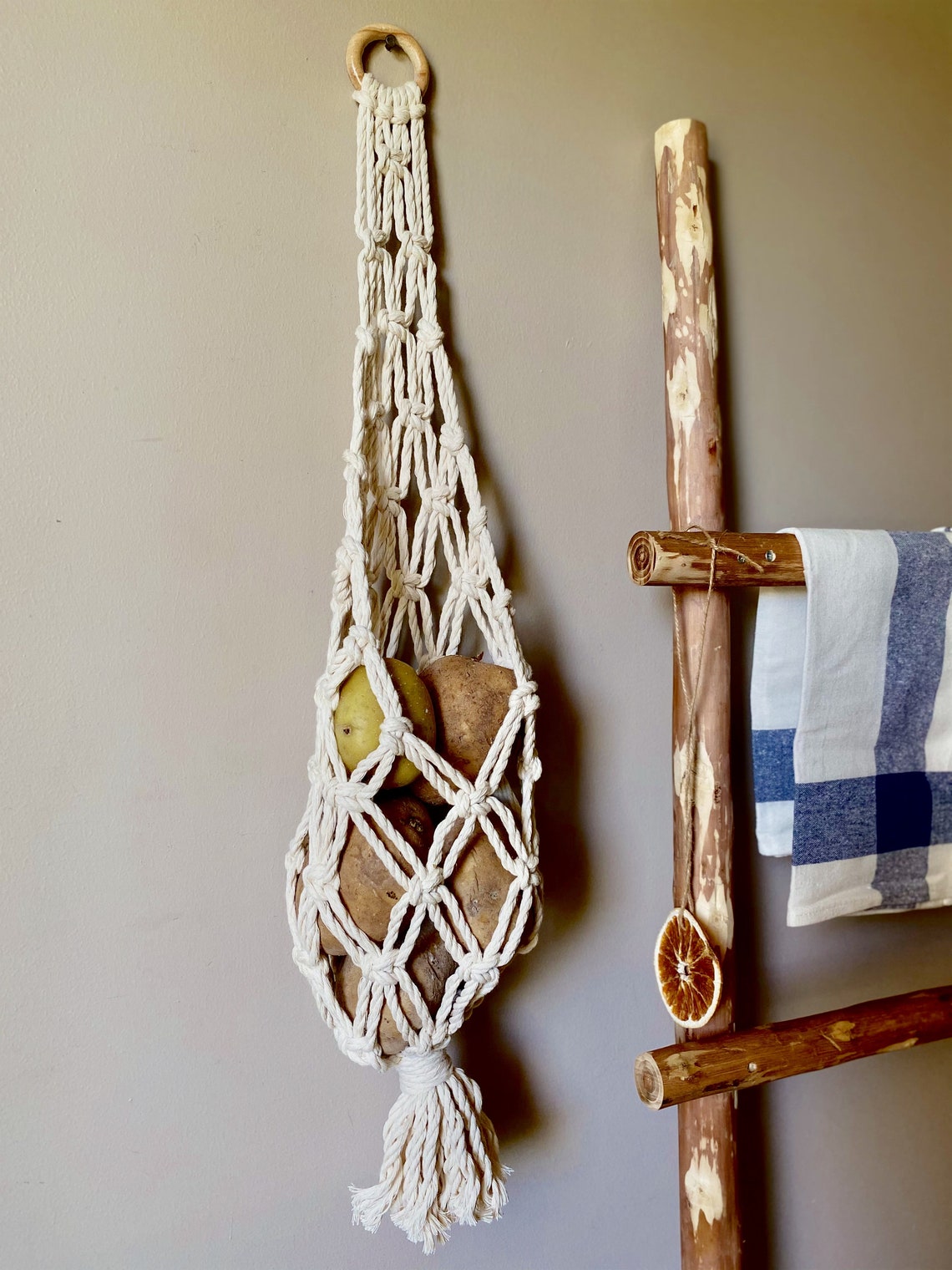 Macrame Vegetable Bag, Fruit Hanging Basket, Macrame Fruit Bag, Macrame ...